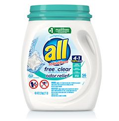 all® free clear MIGHTY PACS® Laundry Detergent, ODOR RELIEF | Pre ...